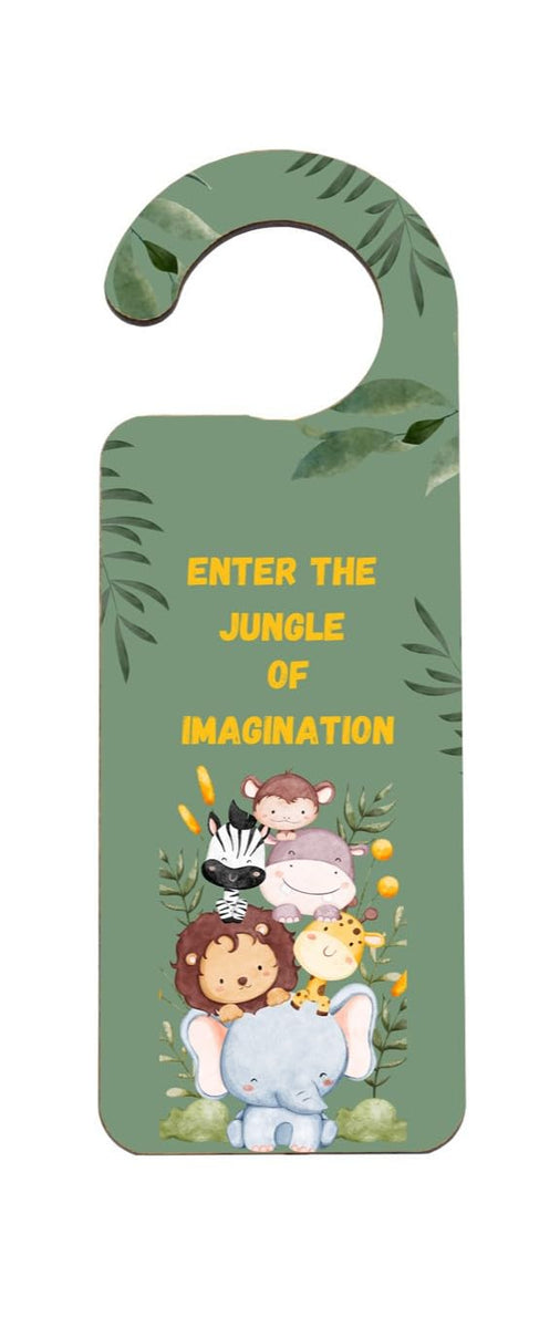 'Enter the Jungle of Imagination' Door Handle Hanger - Jungle Animals ...