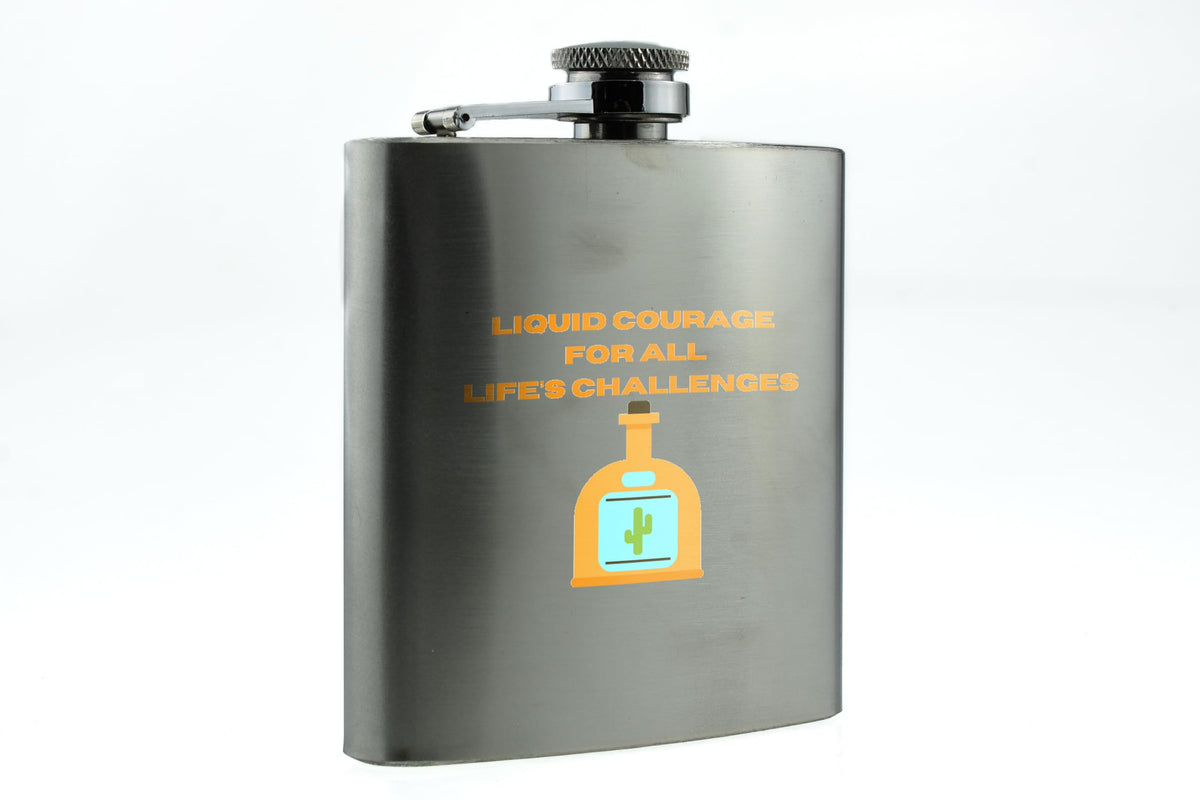 Full Colour Stainless Steel Liquor Flask - 'Liquid Courage for Life's ...
